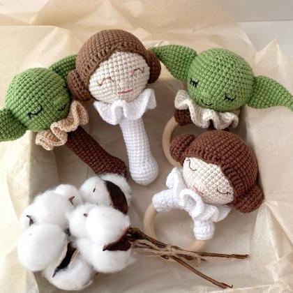 Set Of 2 Princess Leia Rattle And Teething Star Wars Baby Shower Star ...