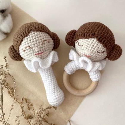 Set Of 2 Princess Leia Rattle And Teething Star Wars Baby Shower Star ...