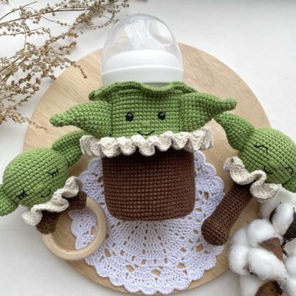 Set Of 4 Princess Leia Rattle And Teething Baby Green Alien Rattle And ...