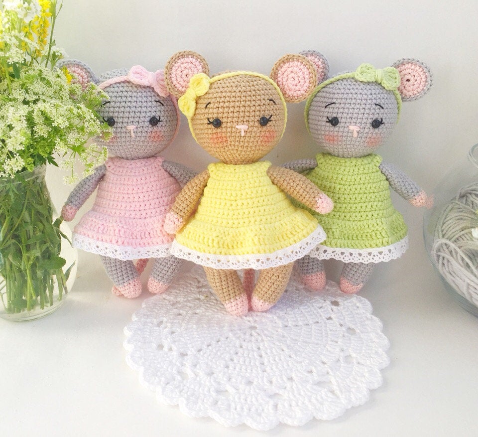 Crochet Mouse Toy Pattern Plush Amigurumi Pattern Kawaii Crochet ...