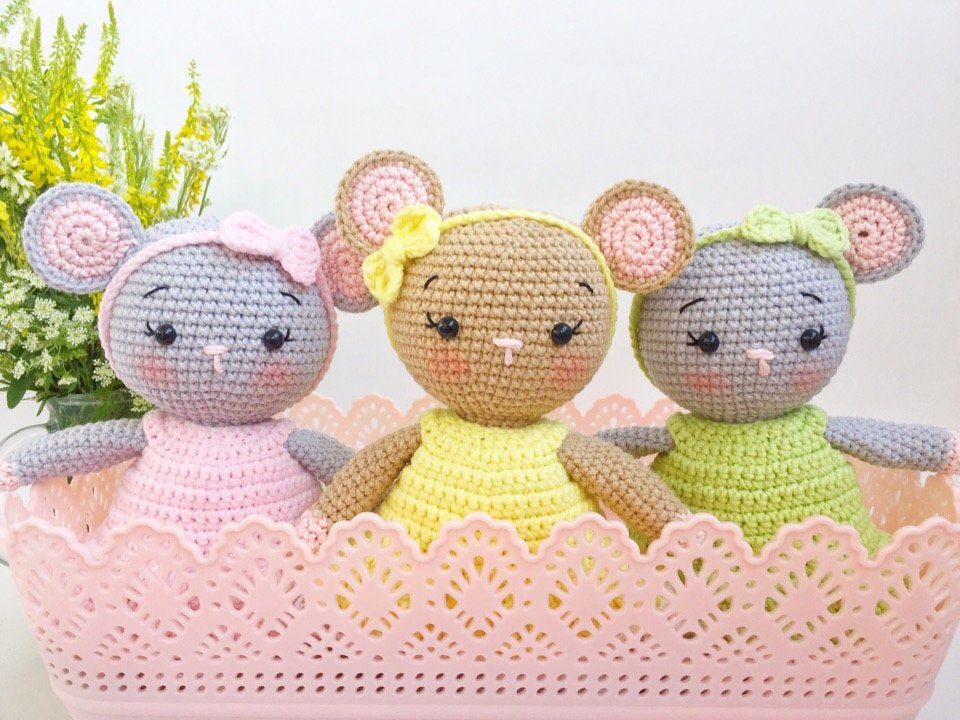 Crochet Mouse Toy Pattern Plush Amigurumi Pattern Kawaii Crochet ...