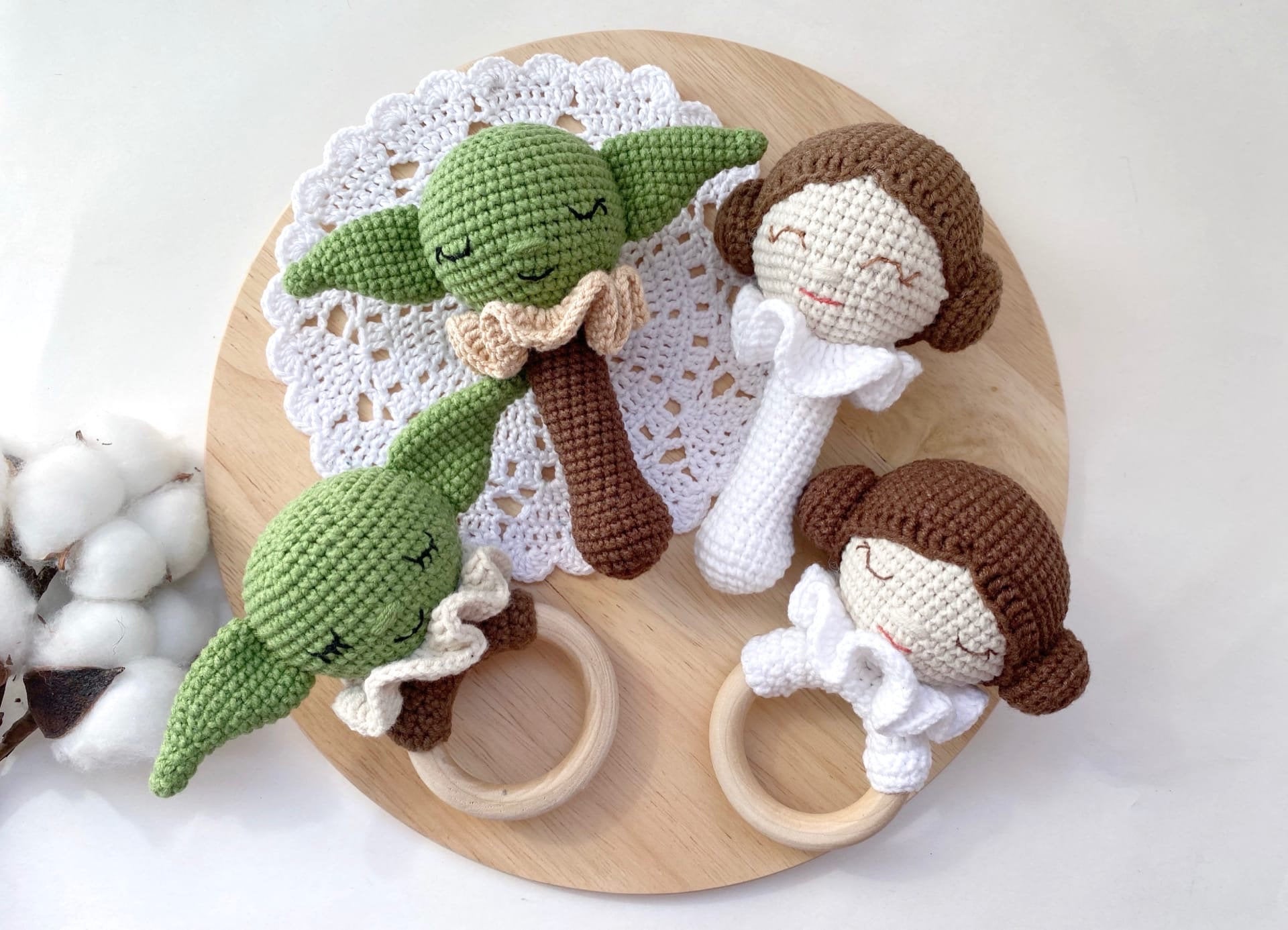 Set Of 2 Princess Leia Rattle And Teething Star Wars Baby Shower Star ...