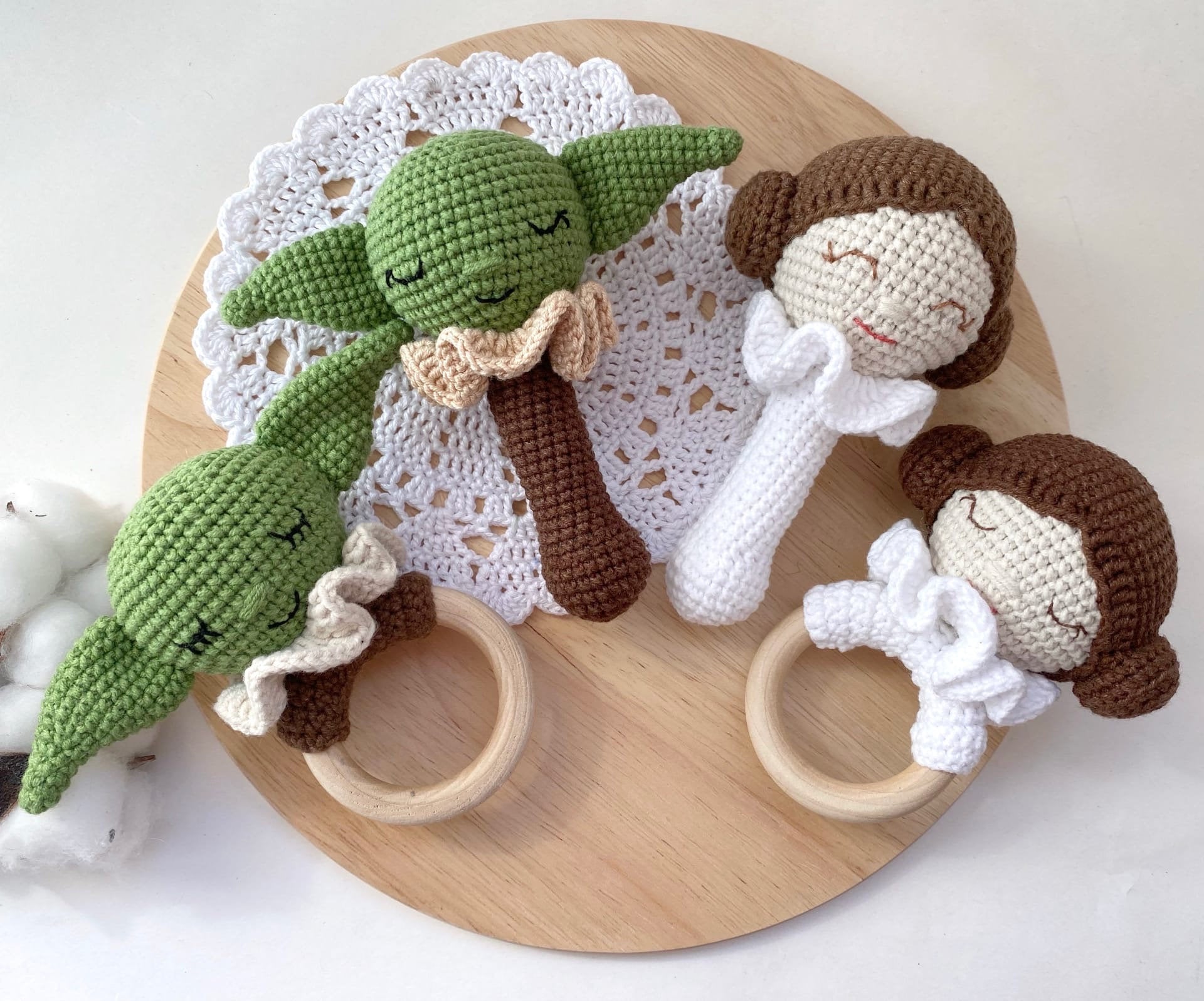 Set Of 2 Princess Leia Rattle And Teething Star Wars Baby Shower Star ...